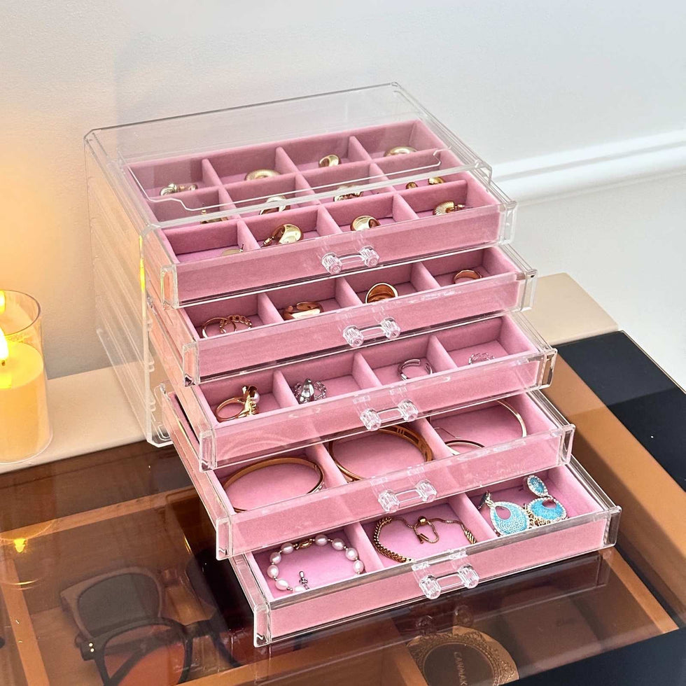 Soft Padded Travel JewelryBox with Drawers – Multi-Layer Jew – Lolalet